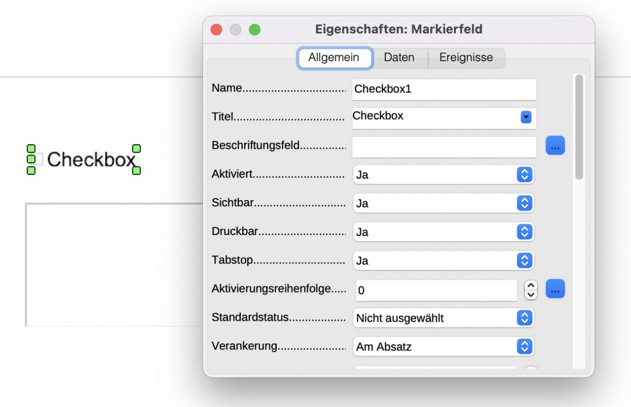 Open Office: Textfeld & Checkbox einfügen - So gehts - Blogseite.com