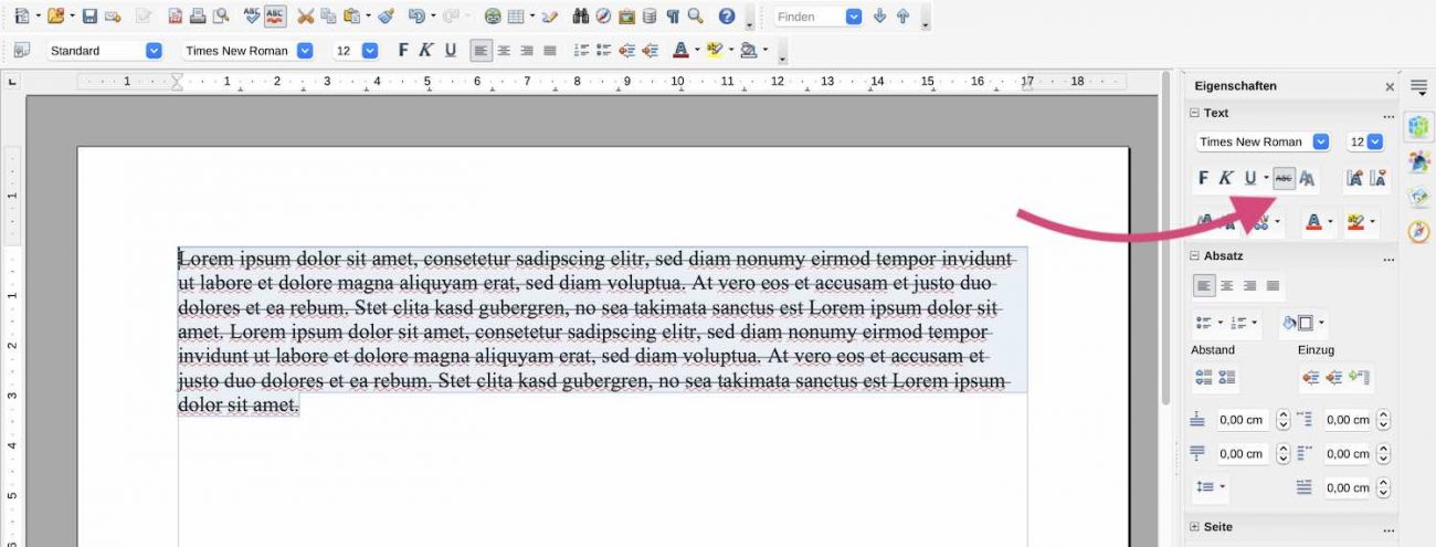 OpenOffice: Text durchstreichen - So gehts! - Blogseite.com