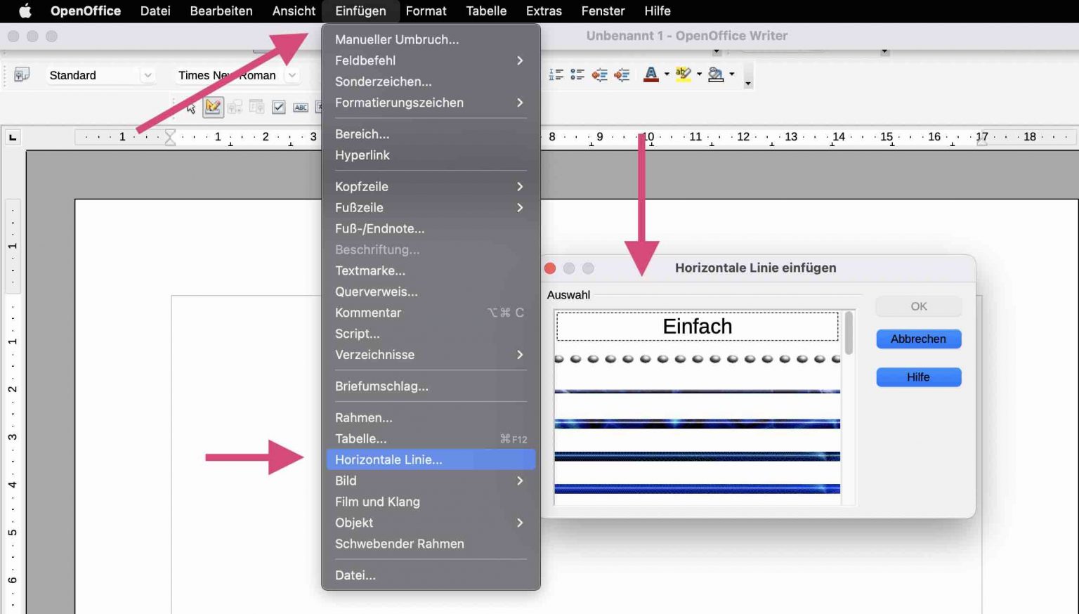 Open Office: Trennstrich einfügen - So gehts! - Blogseite.com