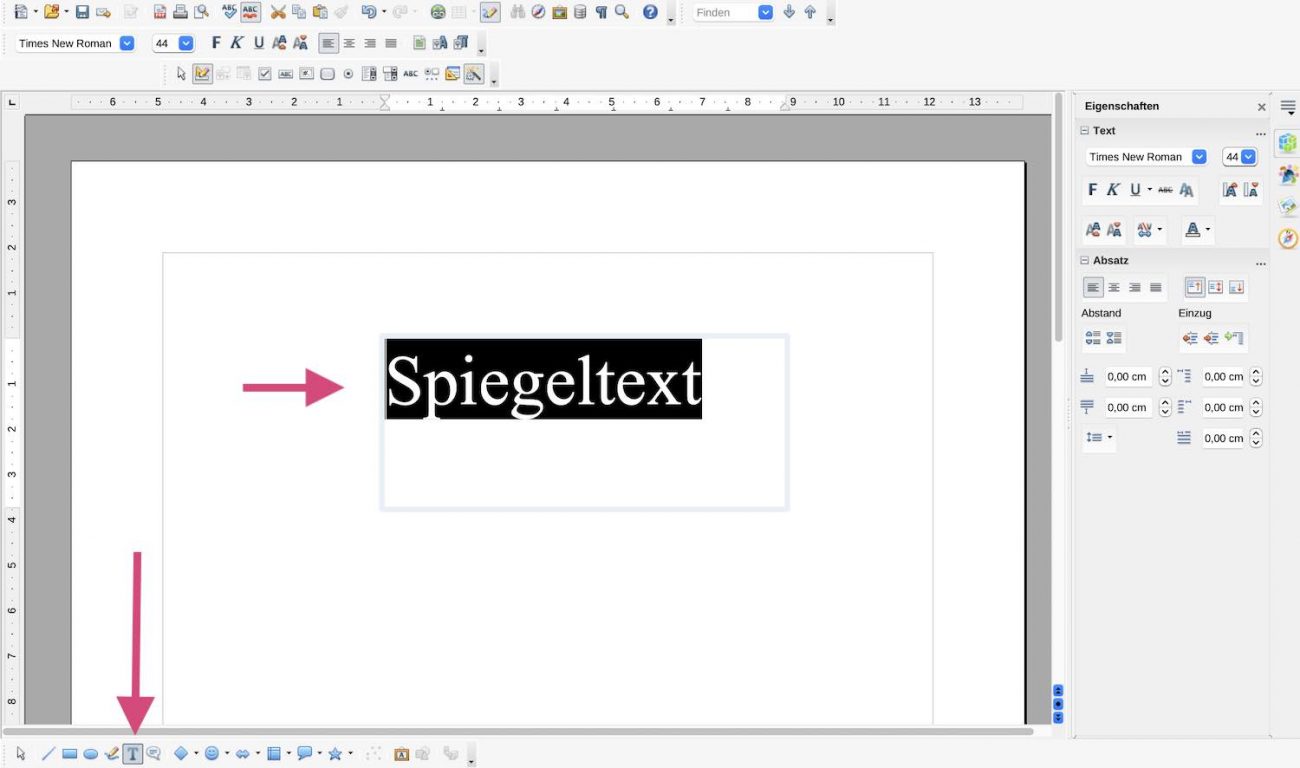 OpenOffice: Schrift spiegeln - So einfach gehts! - Blogseite.com
