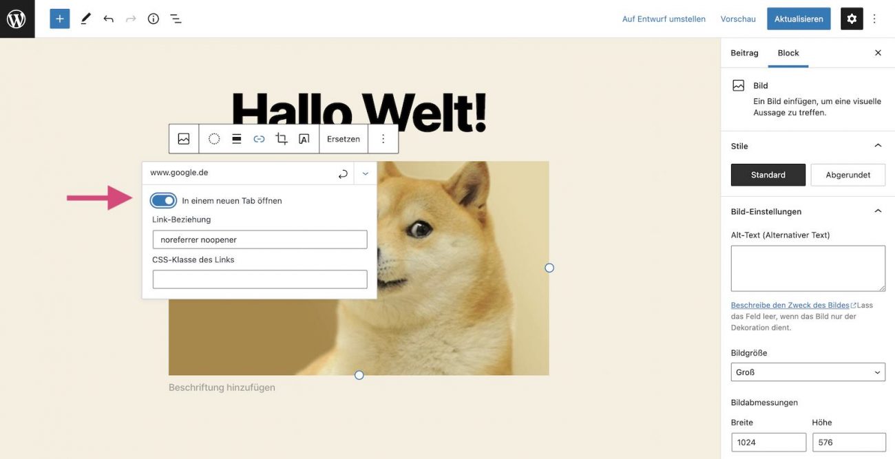 Wordpress: Link in Bild einfügen - So gehts - Blogseite.com